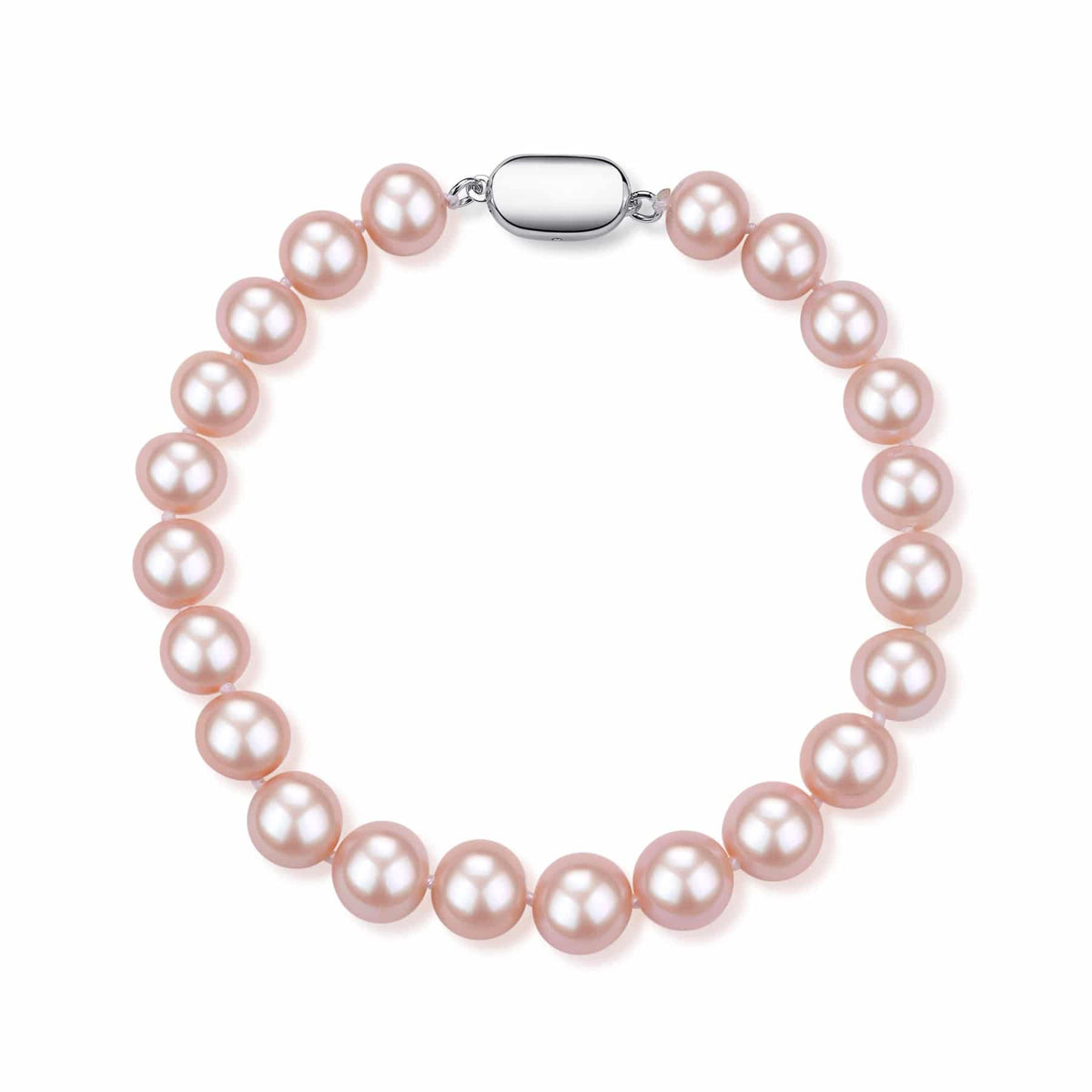 Pink Freshwater Pearl Bracelet, 6-9mm Silver | House Of Pearls