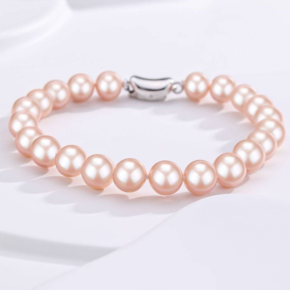 Pink Freshwater Pearl Bracelet, 6-9mm Silver | House Of Pearls