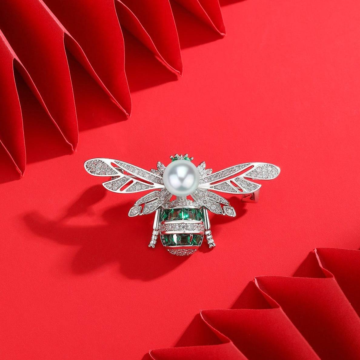 Sparkling Bee Pearl & Cubic Zirconia Brooch | House Of Pearls