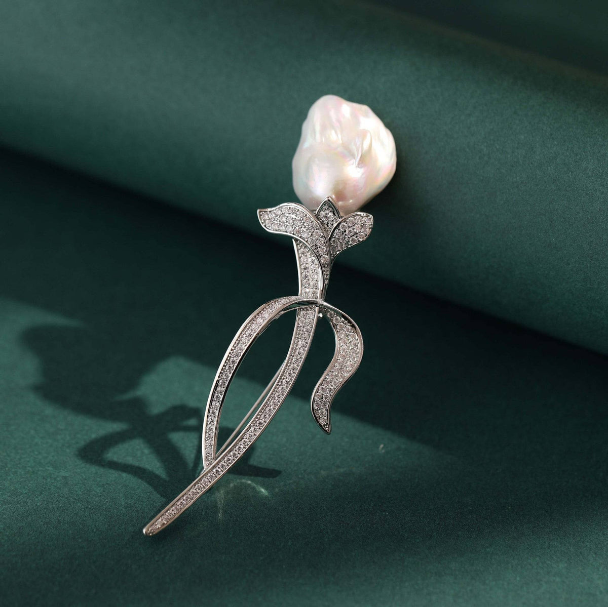 Tulip Baroque Pearl CZ Brooch | House Of Pearls