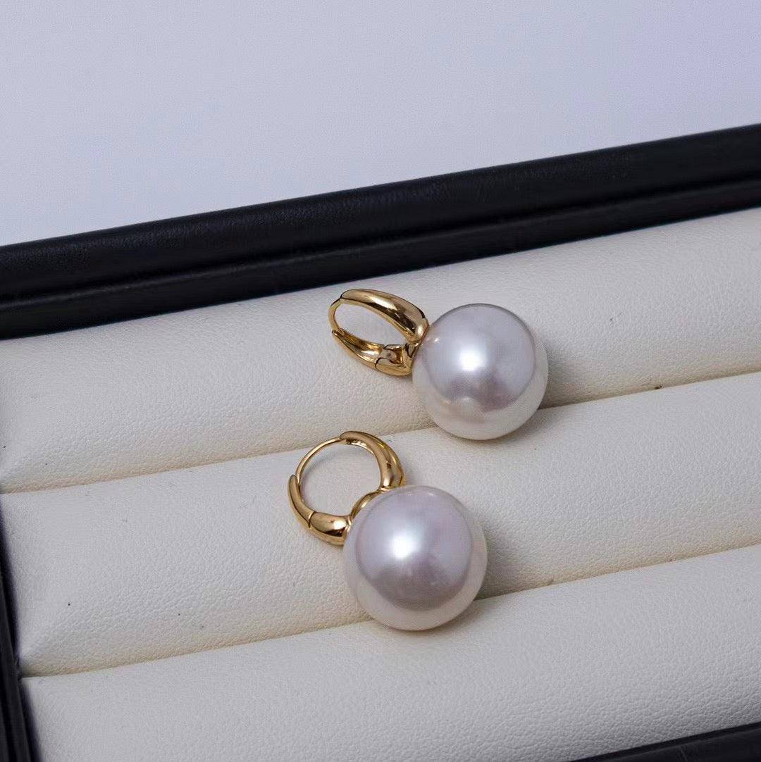 9-10mm Round Hoop Freshwater Pearl Earrings Sterling Silver | House Of ...