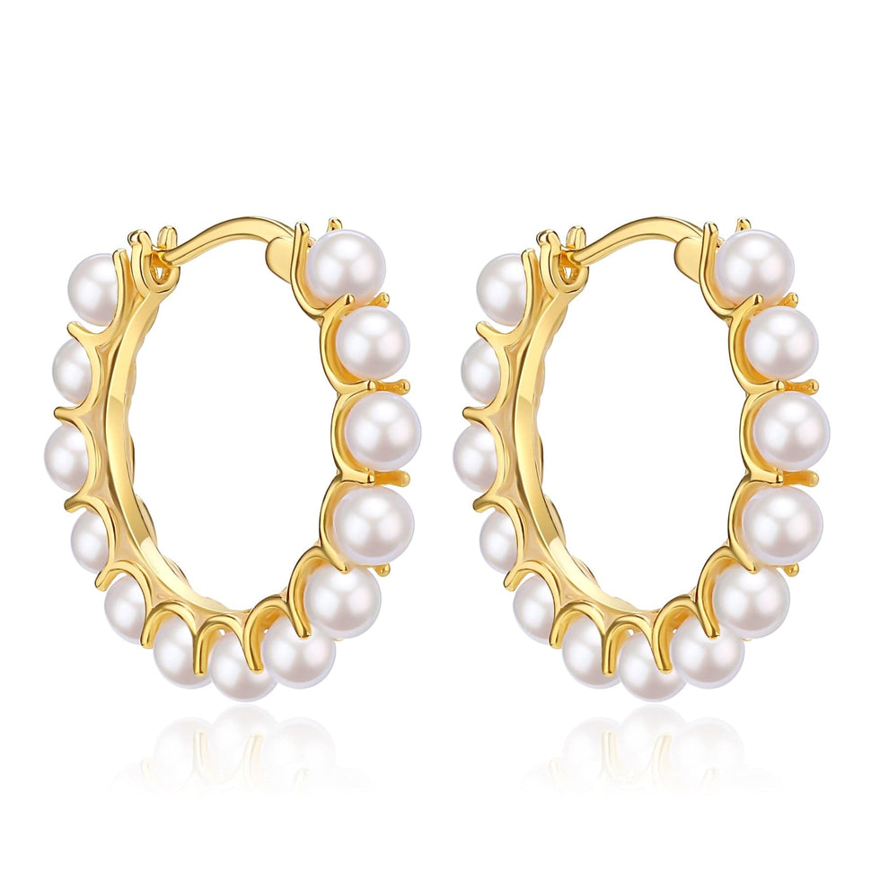Circle Pearl Hoop Earrings Gold Vermeil | House Of Pearls