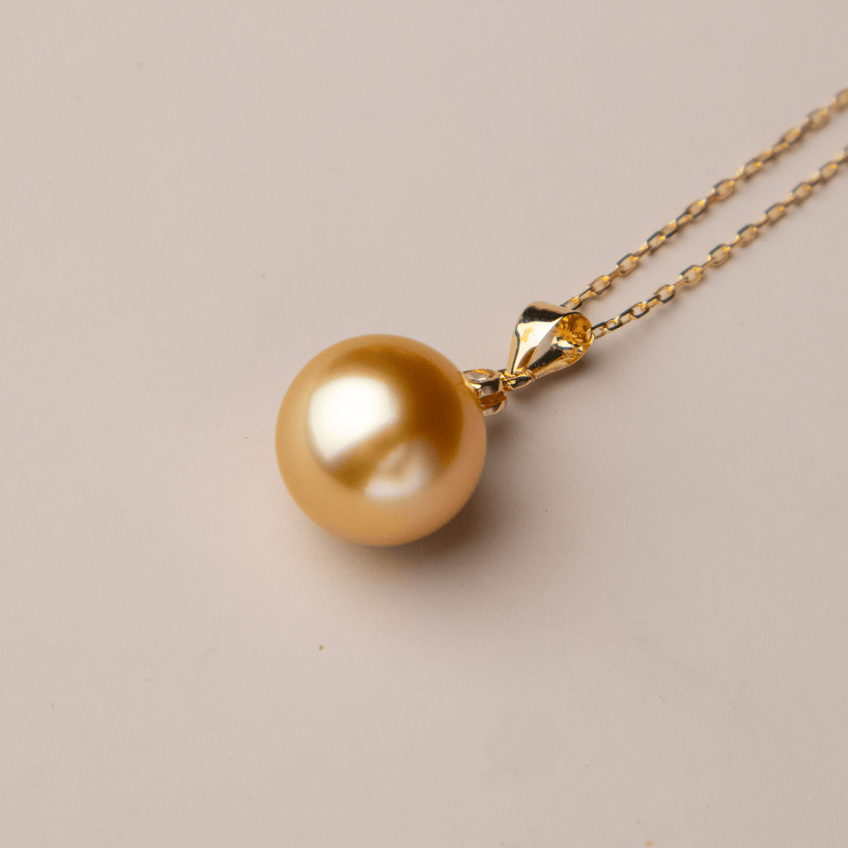 Golden South Sea Pearl & Mary Pendant Necklace 18K Gold - Premium ...