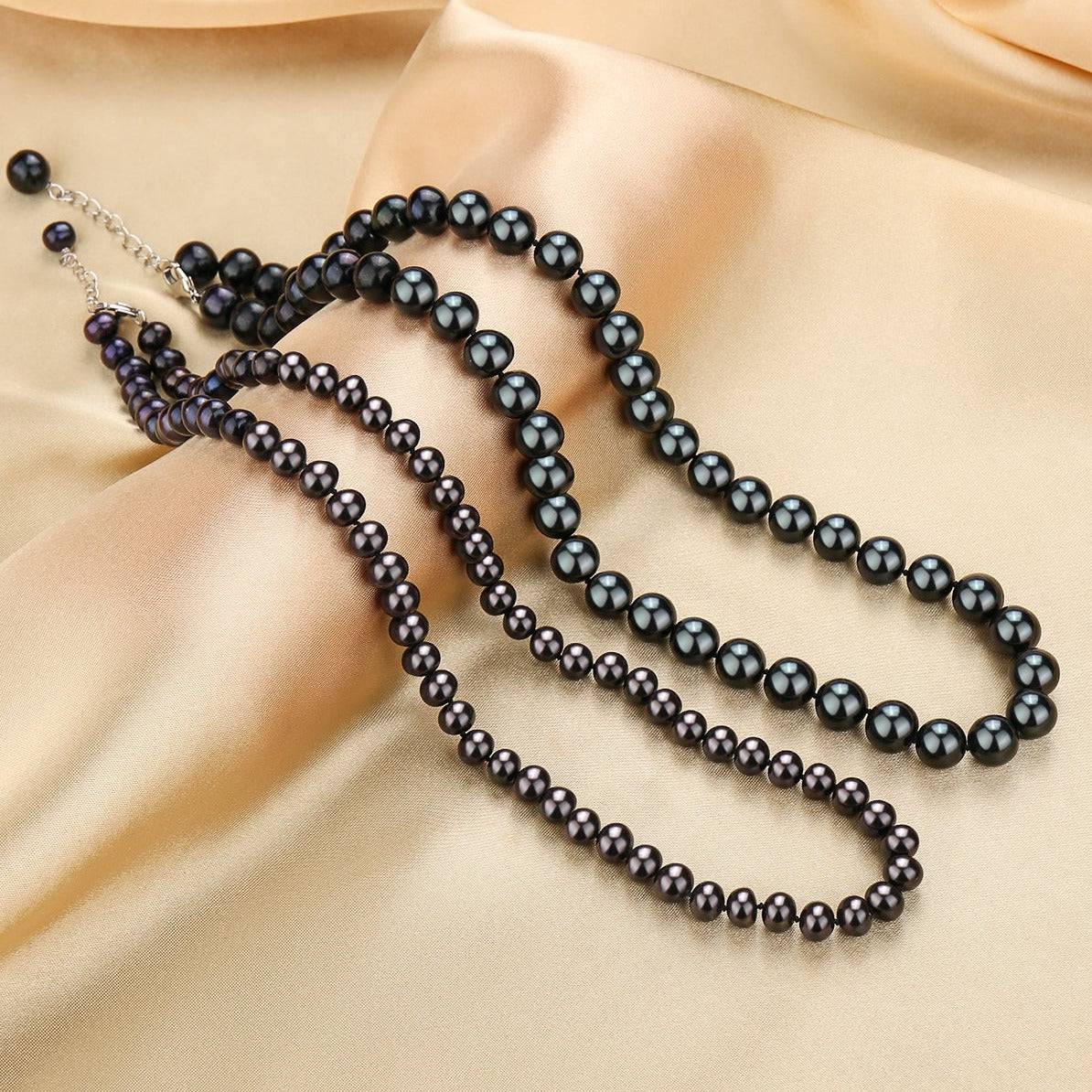 6-7mm Dyed Black Freshwater Pearl Versatile Necklace | House Of Pearls