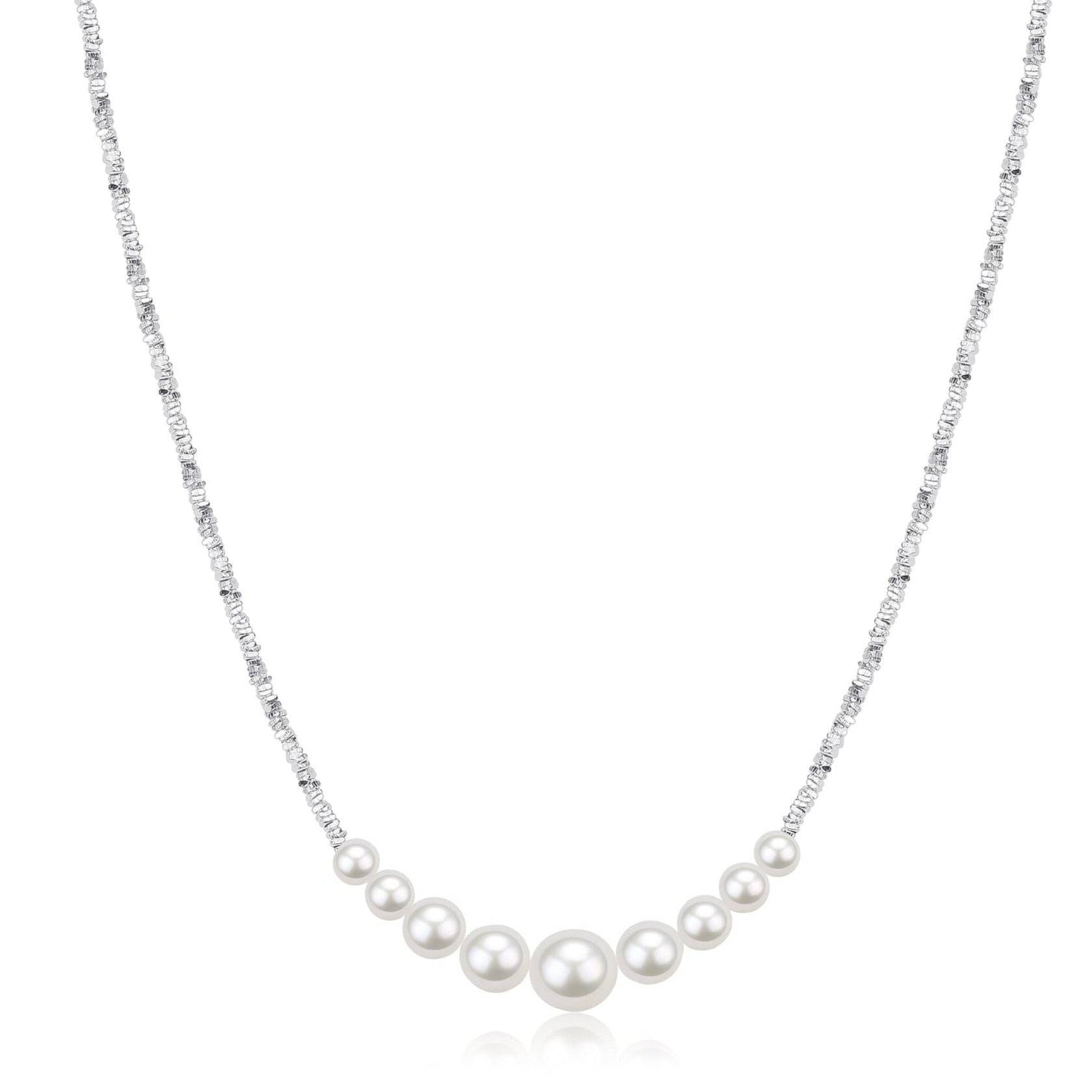Freshwater White Pearl Silver Shards Necklace | House Of Pearls