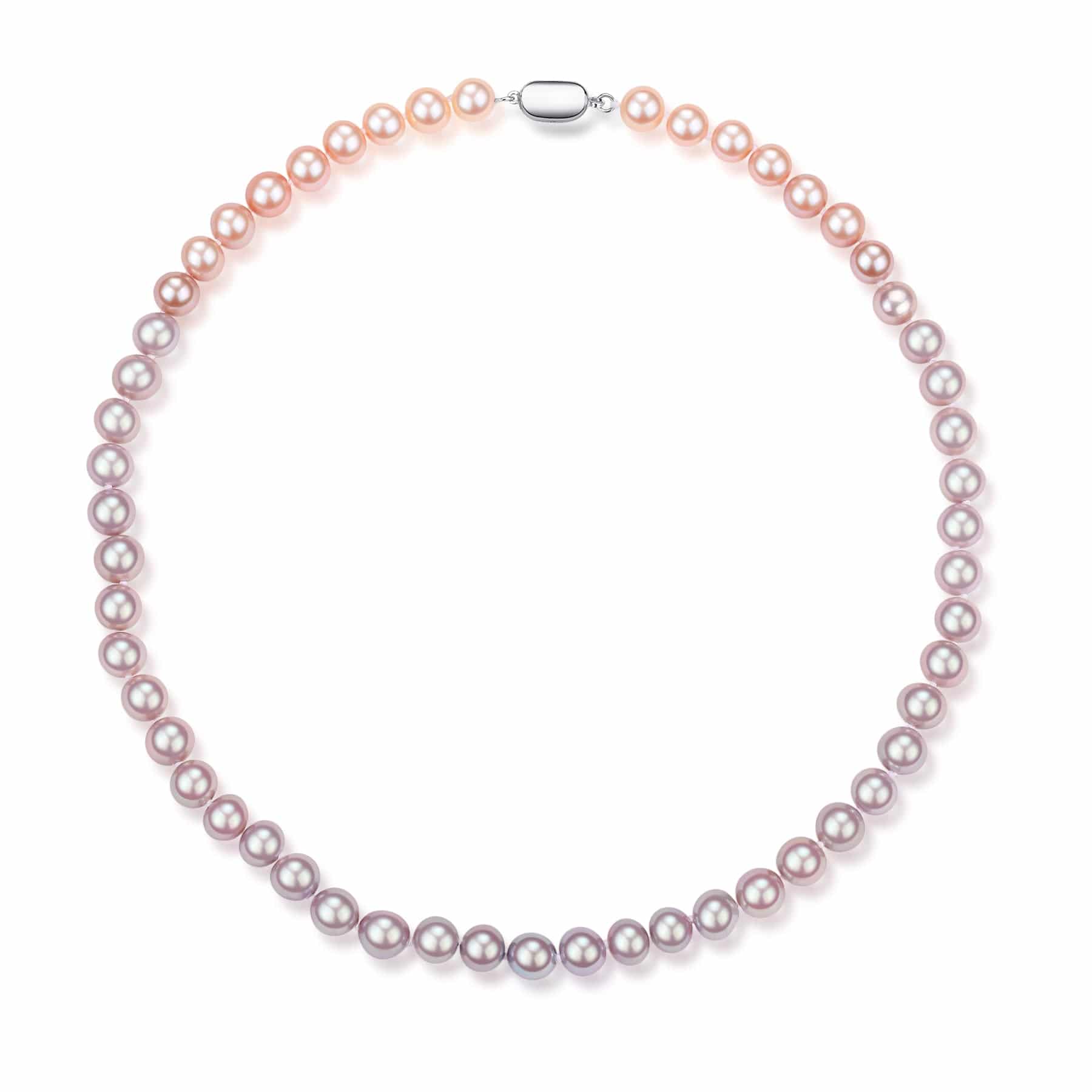 7-8mm Graduated Pink Purple Freshwater Pearl Strand Necklace