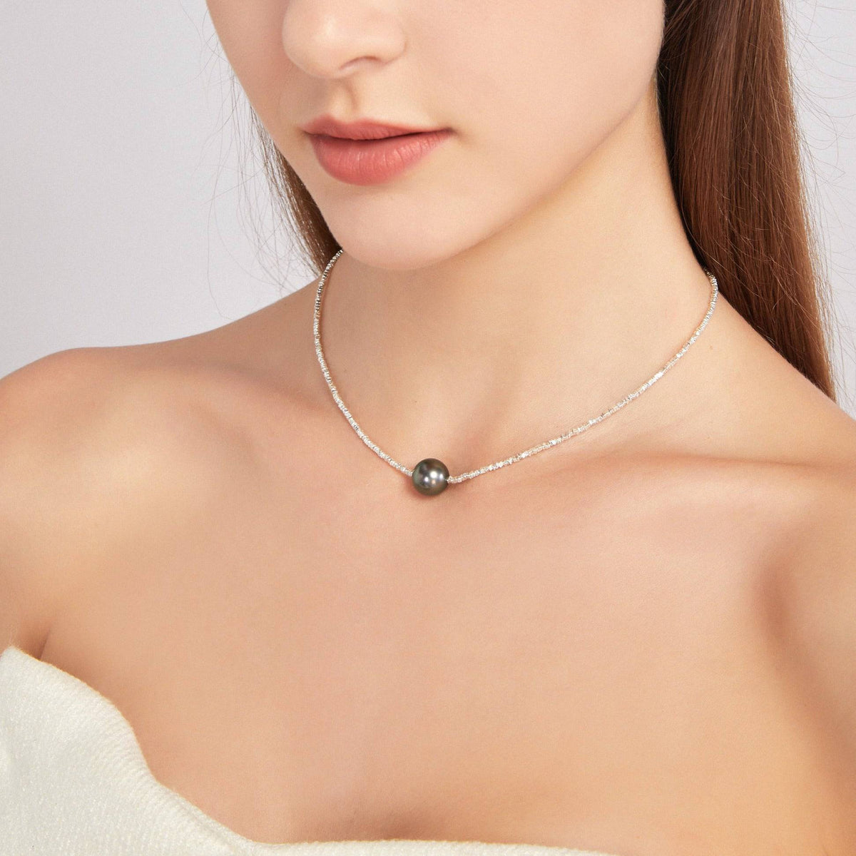 Tahitian Pearl Pendant Silver Shards Necklace | House Of Pearls