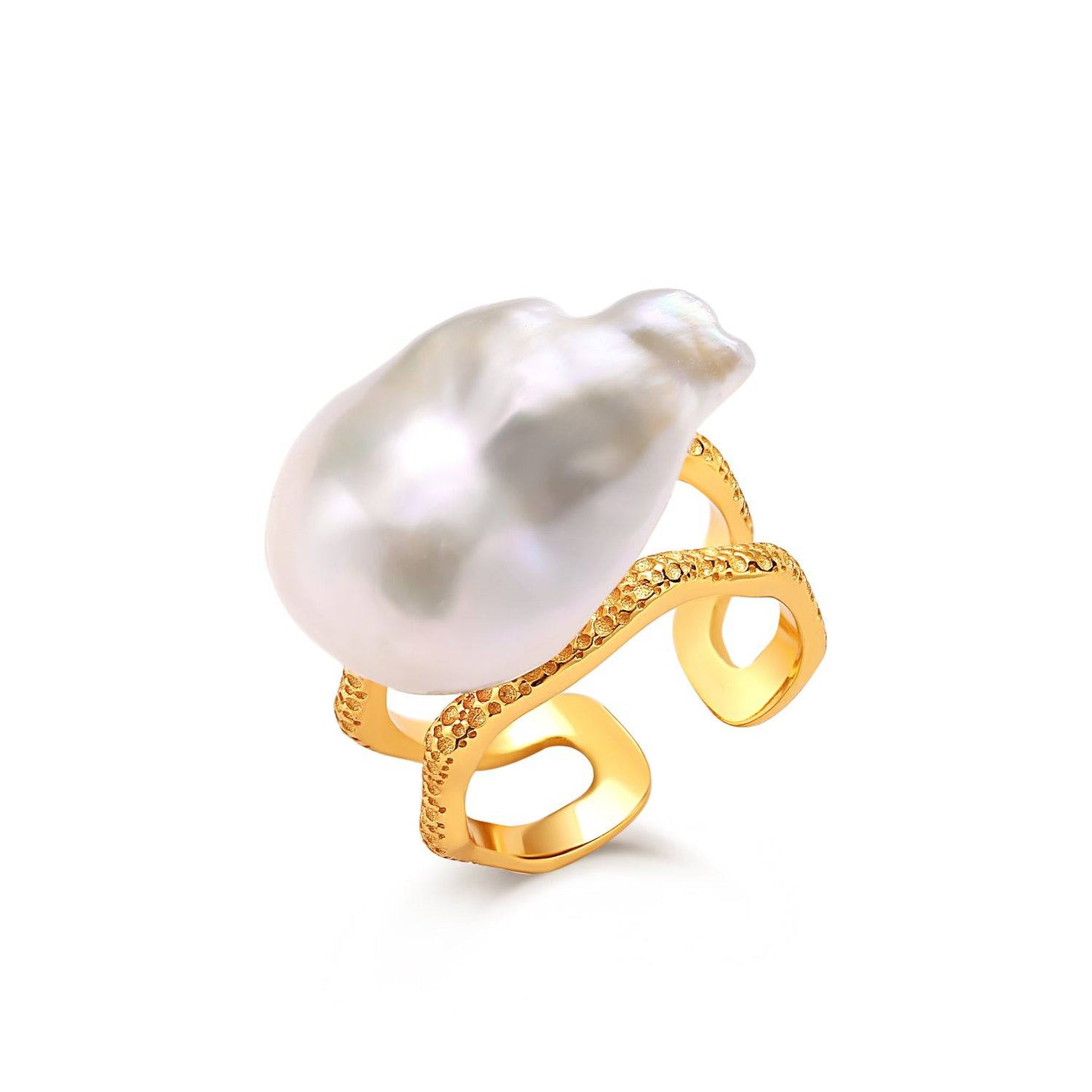 Bold Large Real Natural Pearl Ring Gold Vermeil | House Of Pearls
