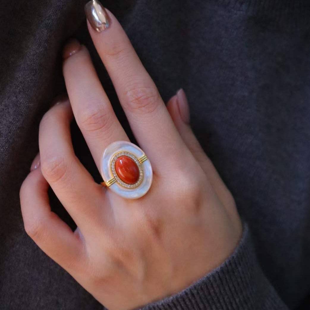 Vintage Design Natural Green Gemstones Ring | House Of Pearls