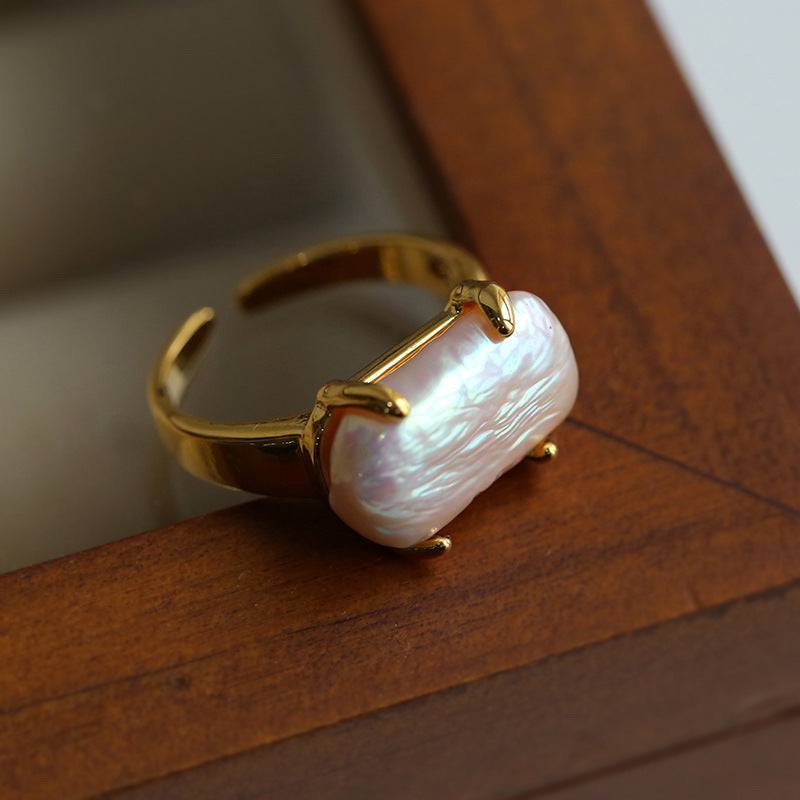 Modern Rectangle Baroque Stacking Rings | House Of Pearls