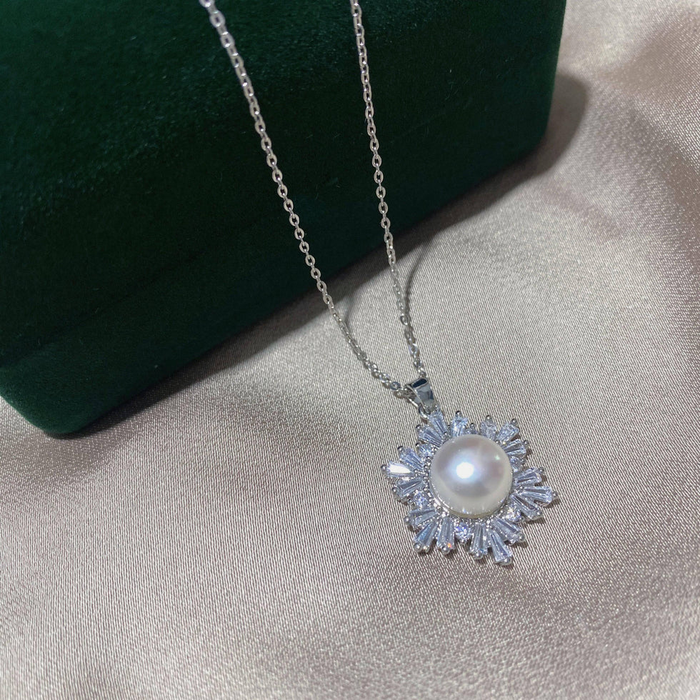 White Snowflake Pendant Freshwater Pearl Jewelry Set | House Of Pearls